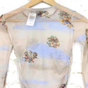 Hot Topic | Tops | Hot Topic Cherub Clouds Print Mesh Top Womens S ...